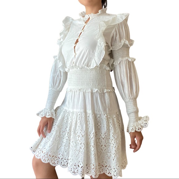 Cleobella | Dresses | New Cleobella White Eyelet Ruffle Mini Dress ...